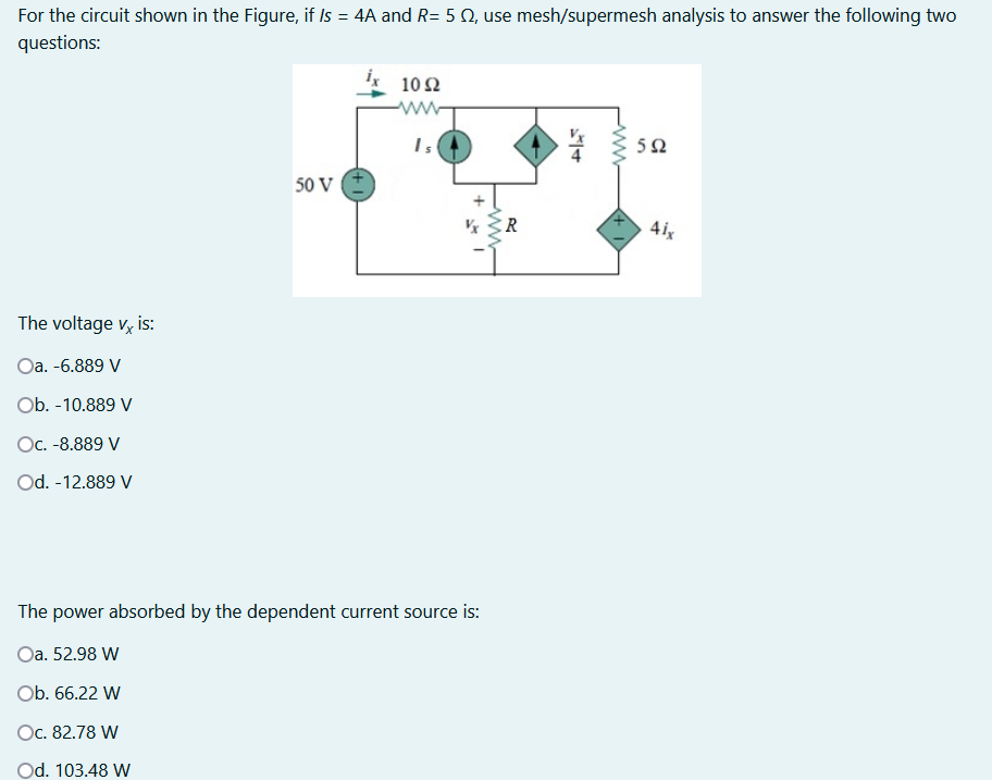 Solved For the circuit shown in the Figure, if Is = 4A and | Chegg.com