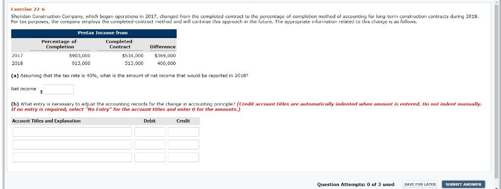Solved Exercise 226 Sheridan Construction Company, which | Chegg.com