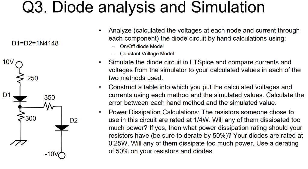 Solved Q3. Diode analysis and Simulation . D1=D2=1N4148 10V | Chegg.com