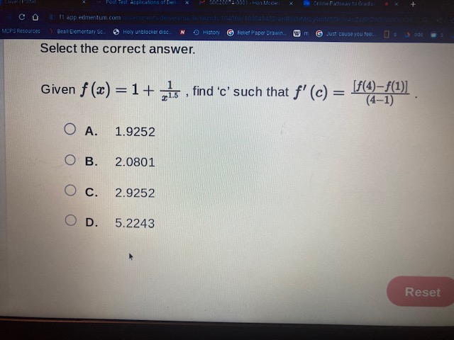 Solved Select the correct answer.Given f(x)=1+1x1.5, ﻿find | Chegg.com