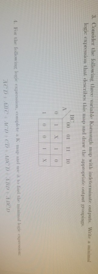 Solved 3. C ousider the following three variable Karnaugh | Chegg.com