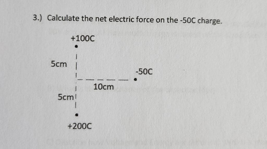 Solved 3.) Calculate the net electric force on the −50C | Chegg.com