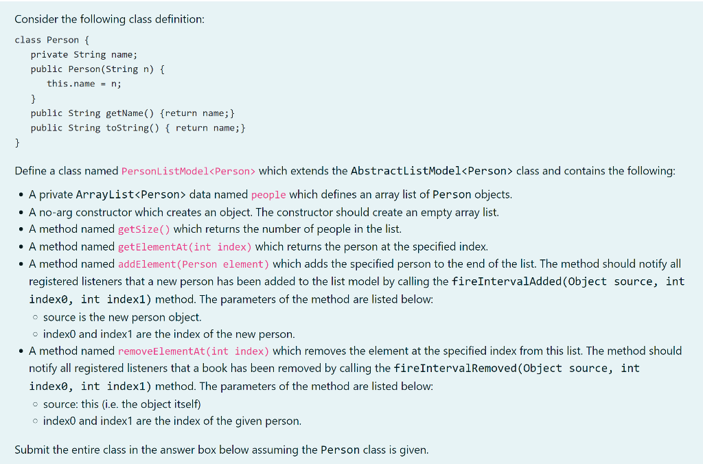 Solved Consider the following class definition: class Person | Chegg.com