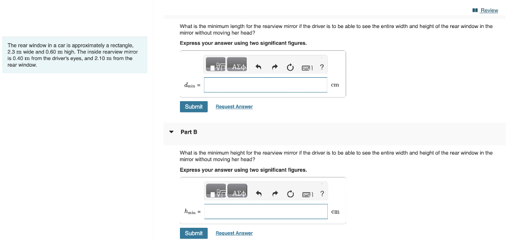 Solved What is the minimum length for the rearview mirror if | Chegg.com