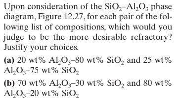 Solved Upon consideration of the SiO₂-Al₂O3 phase diagram, | Chegg.com