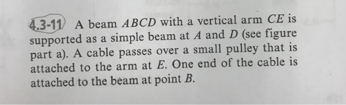 Solved 3-11 A beam ABCD with a vertical arm CE is supported | Chegg.com