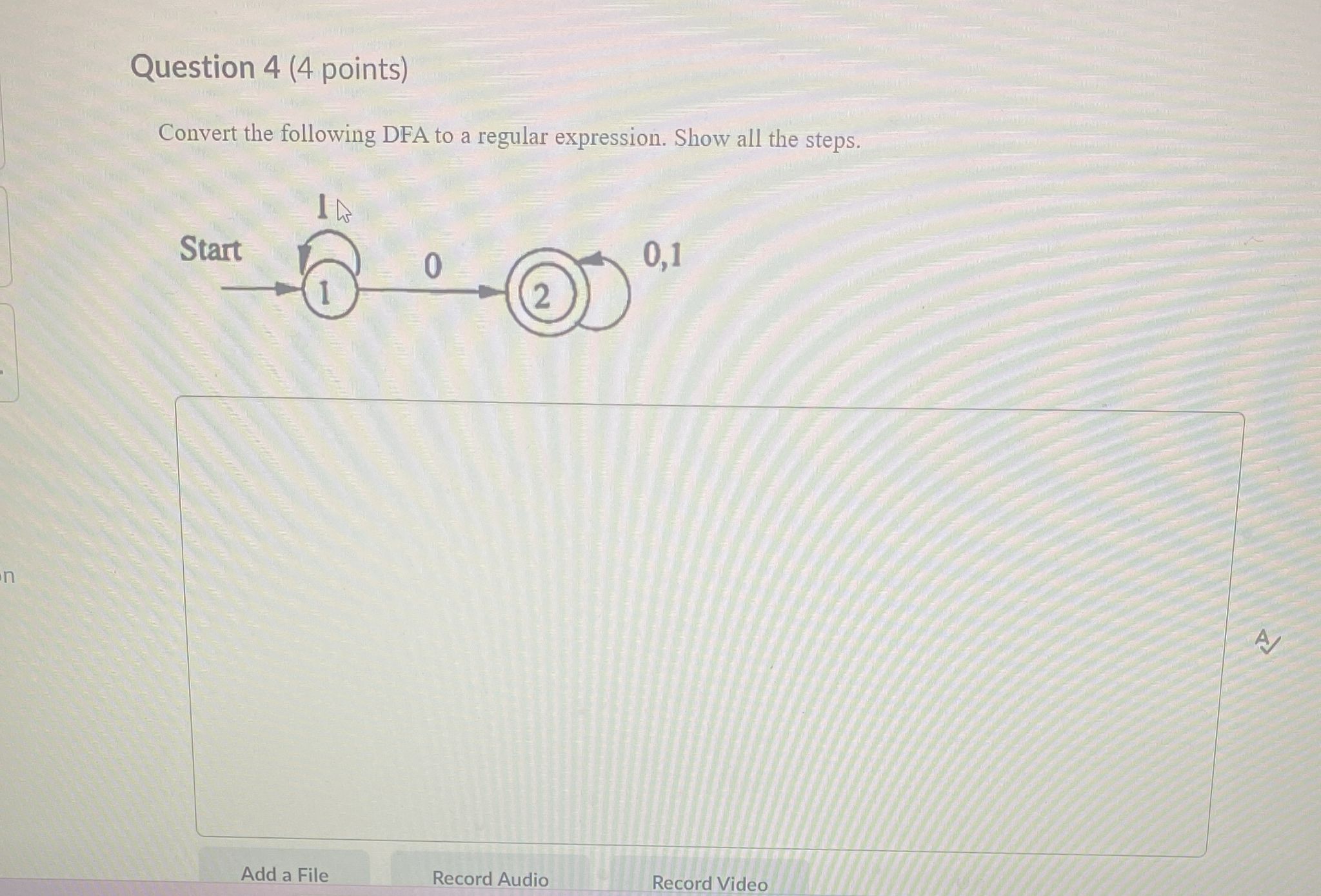 Solved Convert the following DFA to a regular expression. | Chegg.com