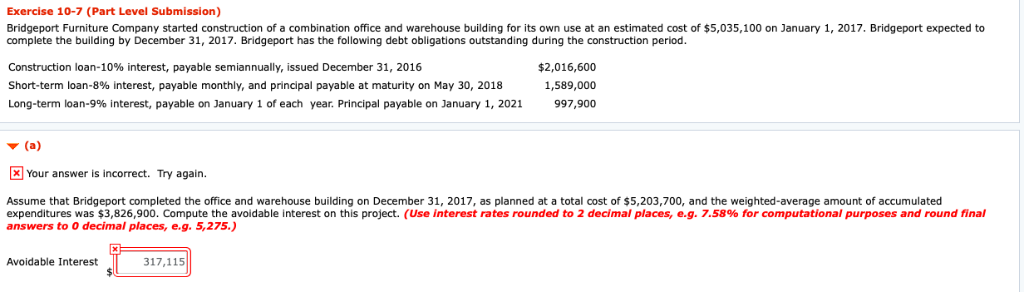 Solved Exercise 10-7 (Part Level Submission) Bridgeport | Chegg.com