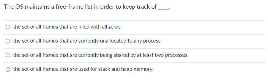 Solved The OS maintains a free-frame list in order to keep | Chegg.com