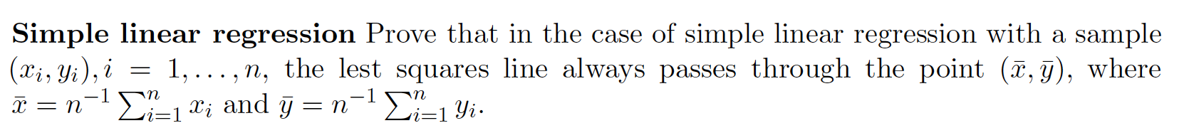 Solved Simple linear regression Prove that in the case of | Chegg.com