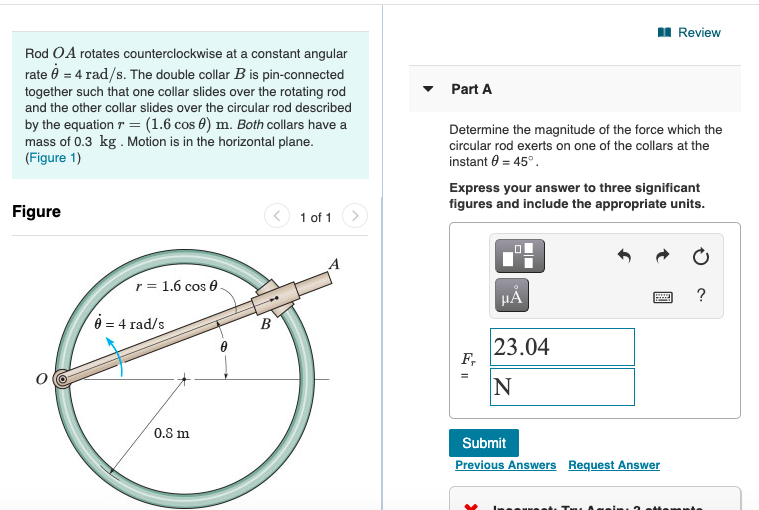 Solved Review Part A Rod O A rotates counterclockwise at a | Chegg.com