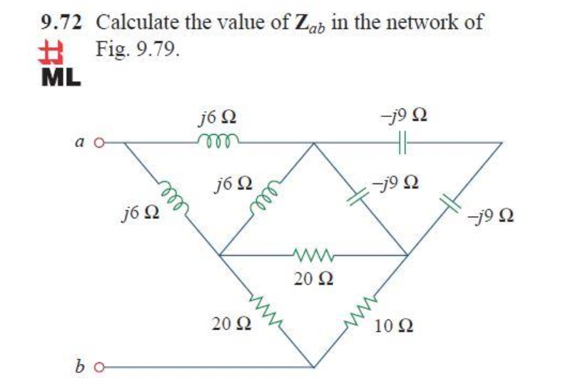 Solved 9.72 Calculate the value of Zab in the network of Η | Chegg.com