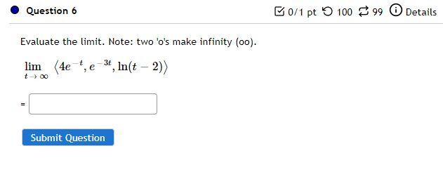 Solved Evaluate the limit. Note: two 'o's make infinity | Chegg.com