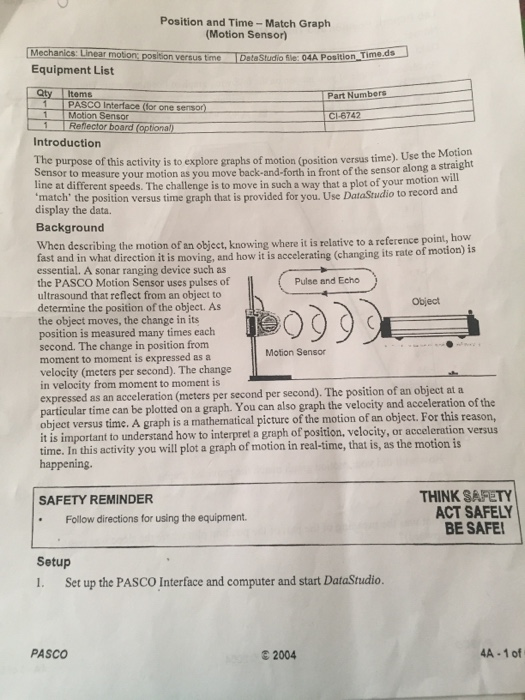 Solved Position and Time-Match Graph (Motion Sensor) | Chegg.com