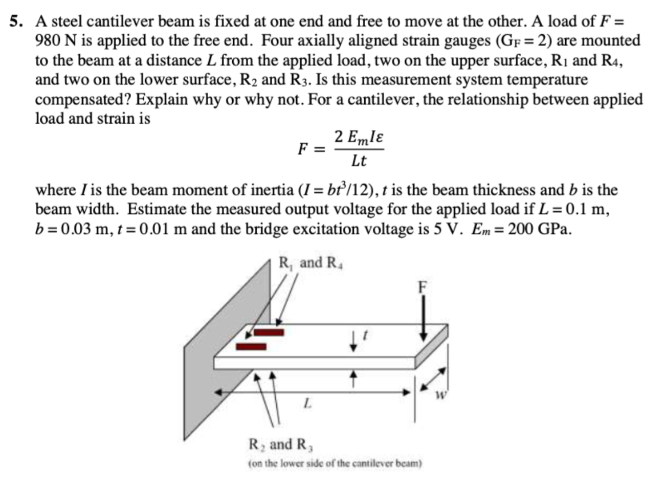 Solved A steel cantilever beam is fixed at one end and free | Chegg.com