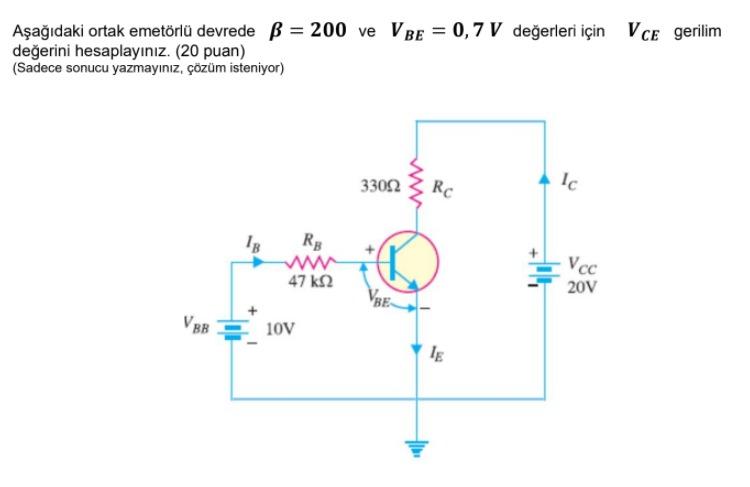 Solved Calculate the VCE voltage value for β = 150 in the | Chegg.com