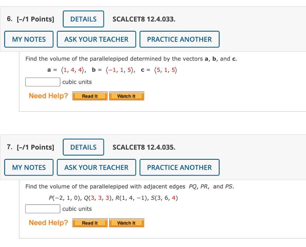 Solved 6. [-/1 Points] DETAILS SCALCET8 12.4.033. MY NOTES | Chegg.com