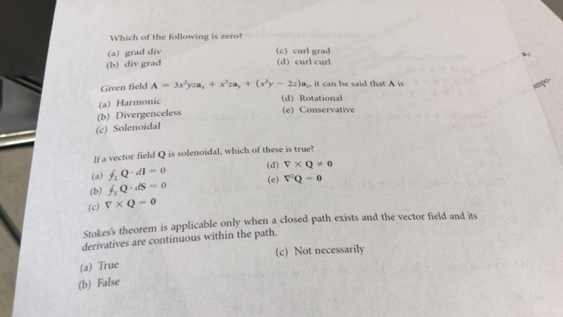 Solved Which of the following is zero? (a) grad div (c) curl | Chegg.com