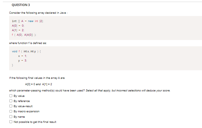 Solved If the following final values in the array A are | Chegg.com