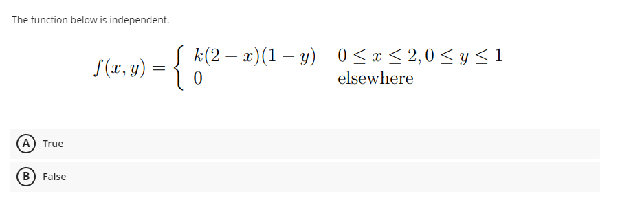 Solved The function below is independent. | Chegg.com