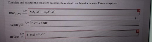 Solved Complete and balance the equations according to acid | Chegg.com