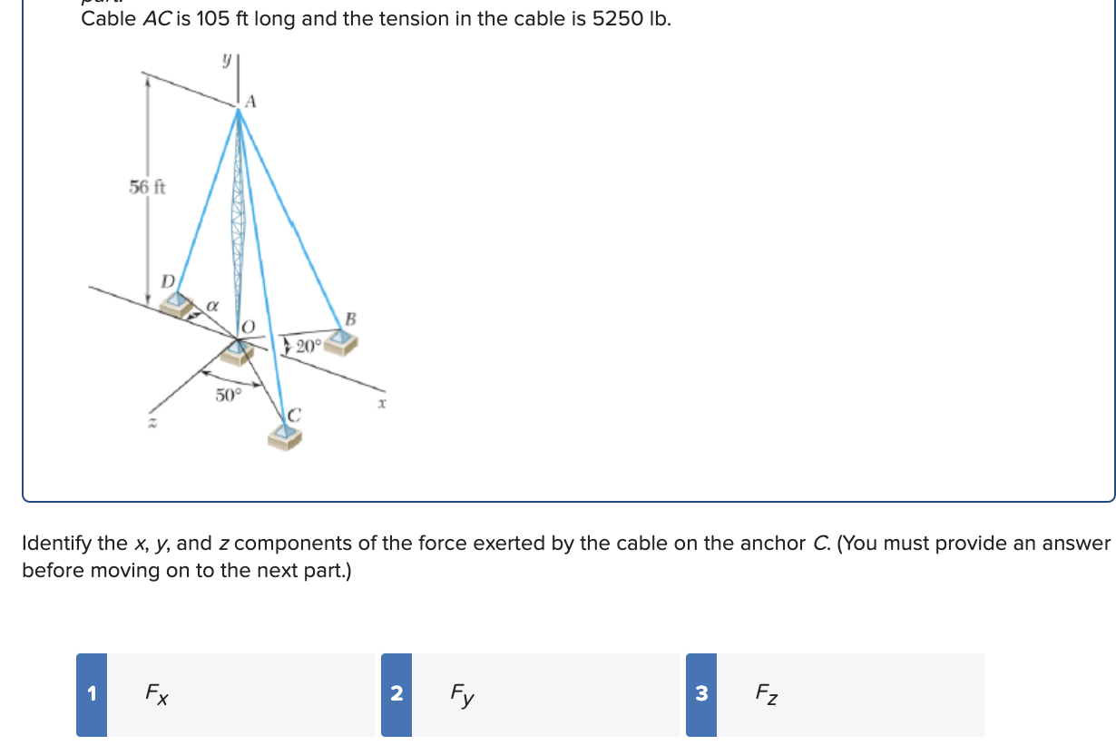 Solved Cable AC Is 105 Ft Long And The Tension In The Cable Chegg