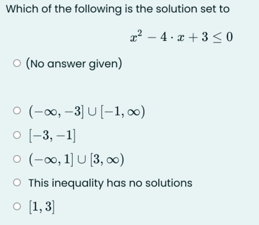 Solved Which of the following is the solution set | Chegg.com