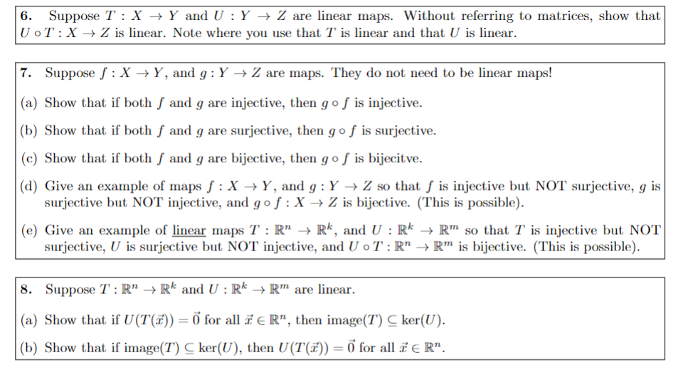 Solved 6. Suppose T:X→Y and U:Y→Z are linear maps. Without | Chegg.com