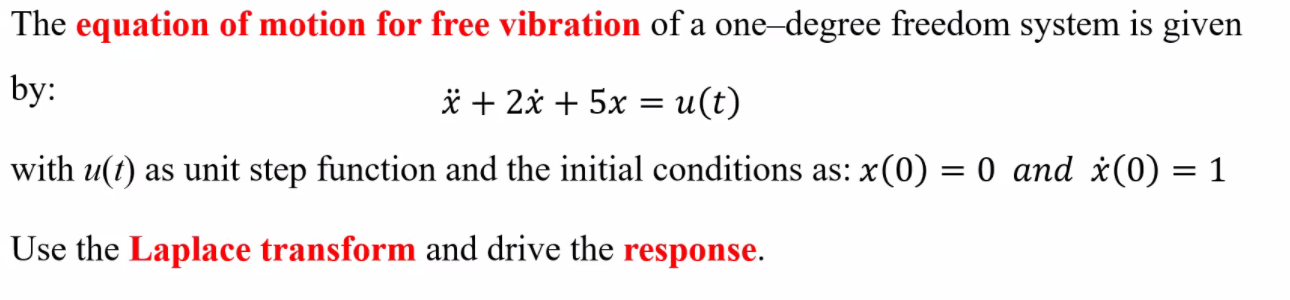 Solved The equation of motion for free vibration of a | Chegg.com