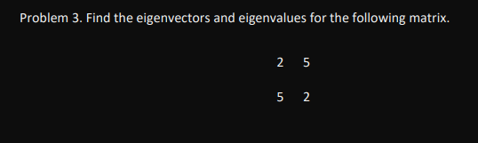 Solved Problem 3 . Find the eigenvectors and eigenvalues for | Chegg.com