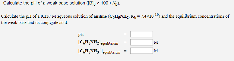 Solved Calculate the pH of a weak base solution ([Blo> 100 . | Chegg.com