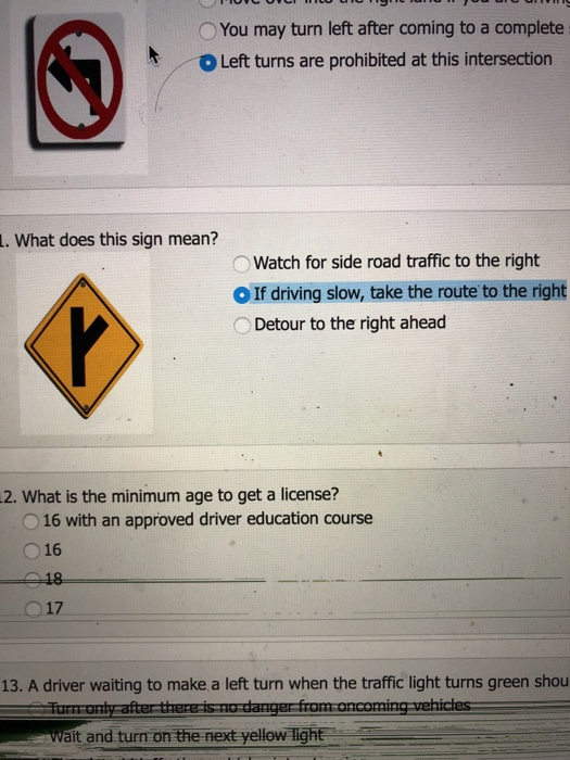Side Road Left Sign