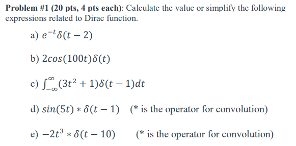 Solved Problem \#1 (20 pts, 4 pts each): Calculate the value | Chegg.com