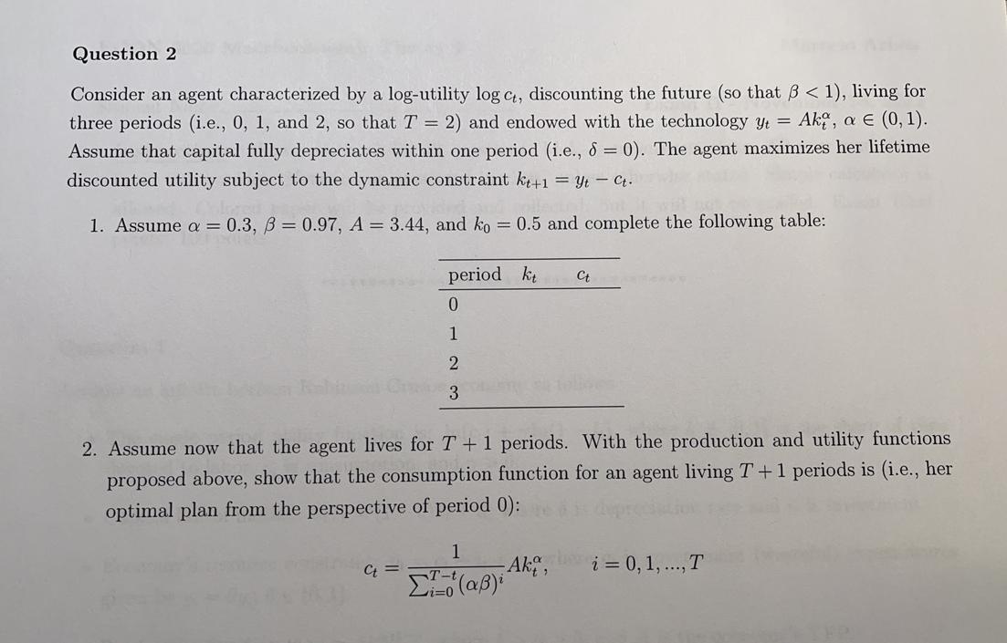 Solved Consider an agent characterized by a log-utility | Chegg.com