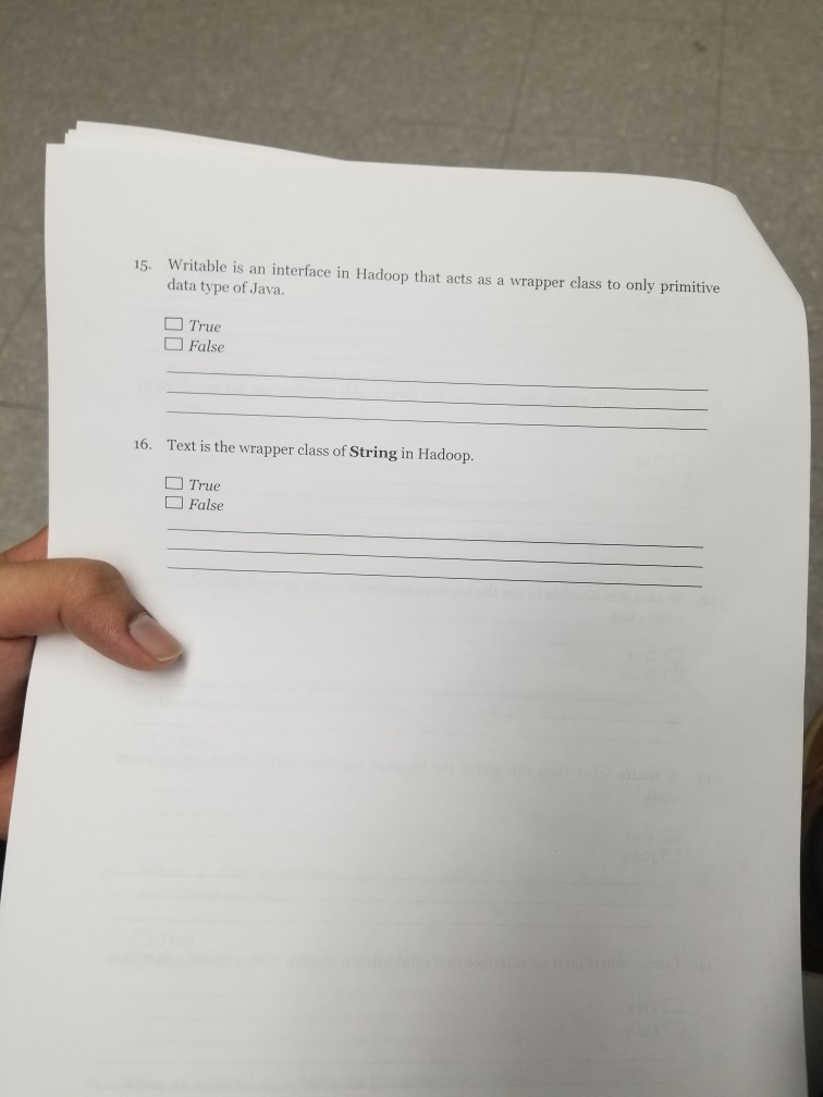 Solved 15. Writable is an interface in Hadoop that acts as a | Chegg.com