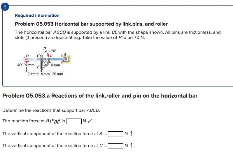 Solved ! Required information Problem 05.053 Horizontal bar | Chegg.com