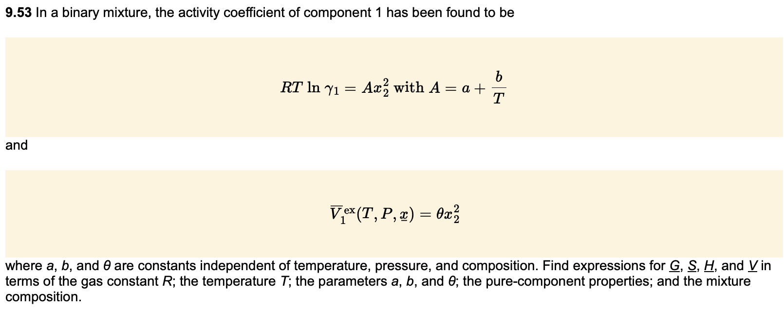Solved 9.53 In a binary mixture, the activity coefficient of | Chegg.com