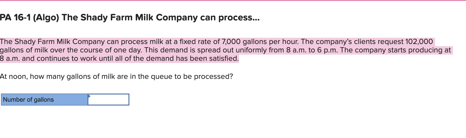 Solved PA 16-1 (Algo) The Shady Farm Milk Company can | Chegg.com