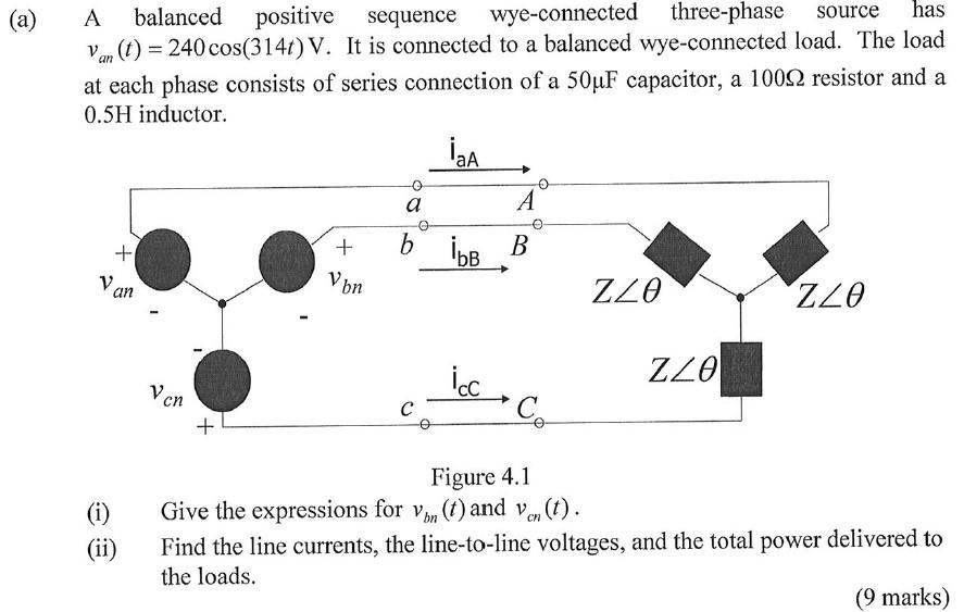 Solved (a) A balanced positive sequence wye-connected | Chegg.com