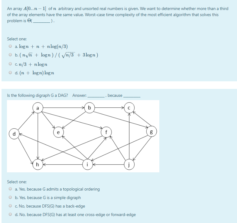 An array A[O..n-1] of n arbitrary and unsorted real | Chegg.com