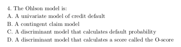 4. The Ohlson model is: A. A univariate model of | Chegg.com