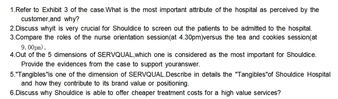 Solved shouldice hospital limited1.Refer to Exhibit 3 ﻿of | Chegg.com
