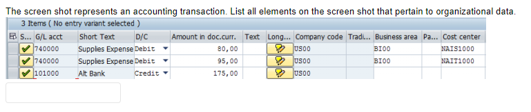 The screen shot represents an accounting transaction. | Chegg.com