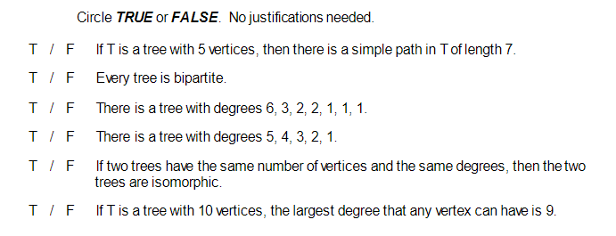 Solved Circle TRUE or FALSE. No justifications needed. TIF | Chegg.com Solved Circle TRUE or FALSE. No justifications needed. TIF | Chegg.com