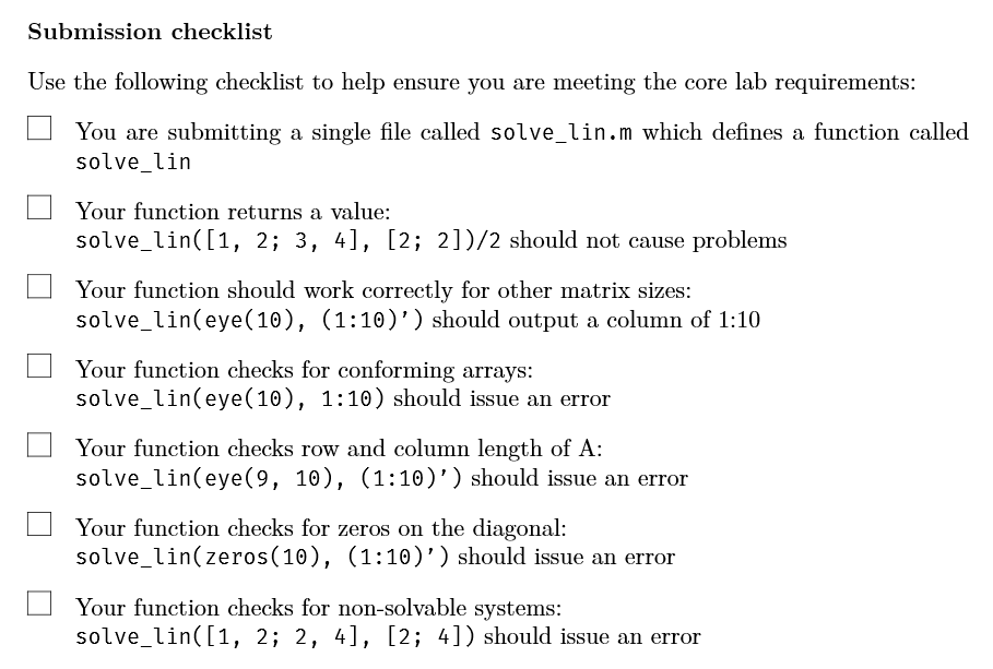 Lab 3: Solving linear equations Task Write a function | Chegg.com