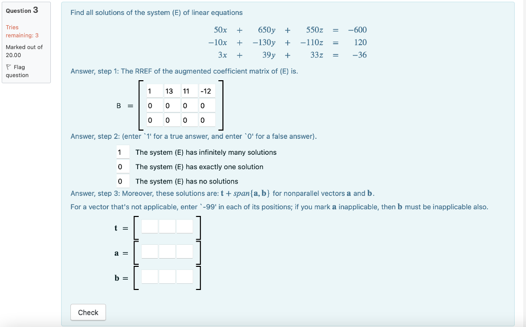 Solved Question 3 Find all solutions of the system (E) of | Chegg.com