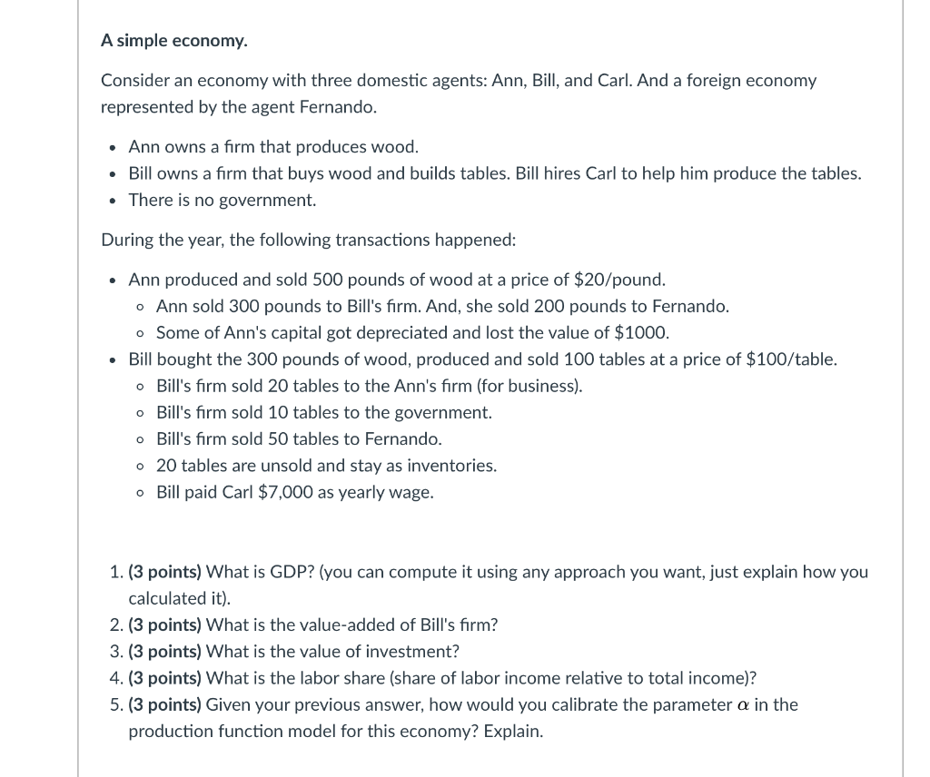 Solved A simple economy. Consider an economy with three | Chegg.com