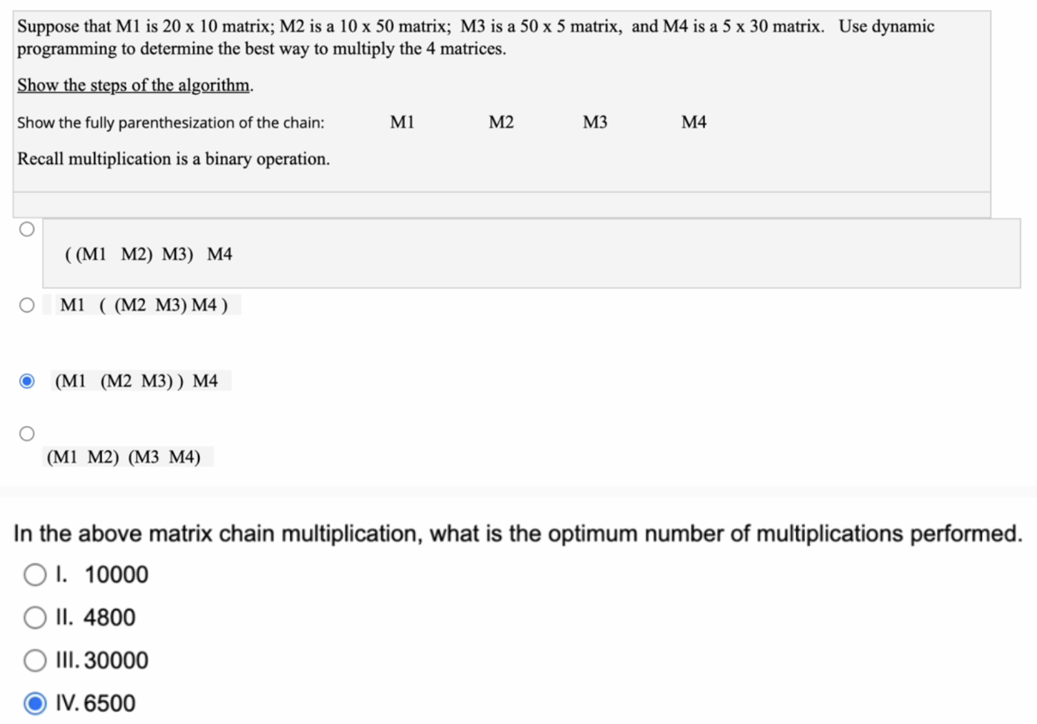Solved Suppose that M1 ﻿is 20×10 ﻿matrix; M2 ﻿is a 10×50 | Chegg.com