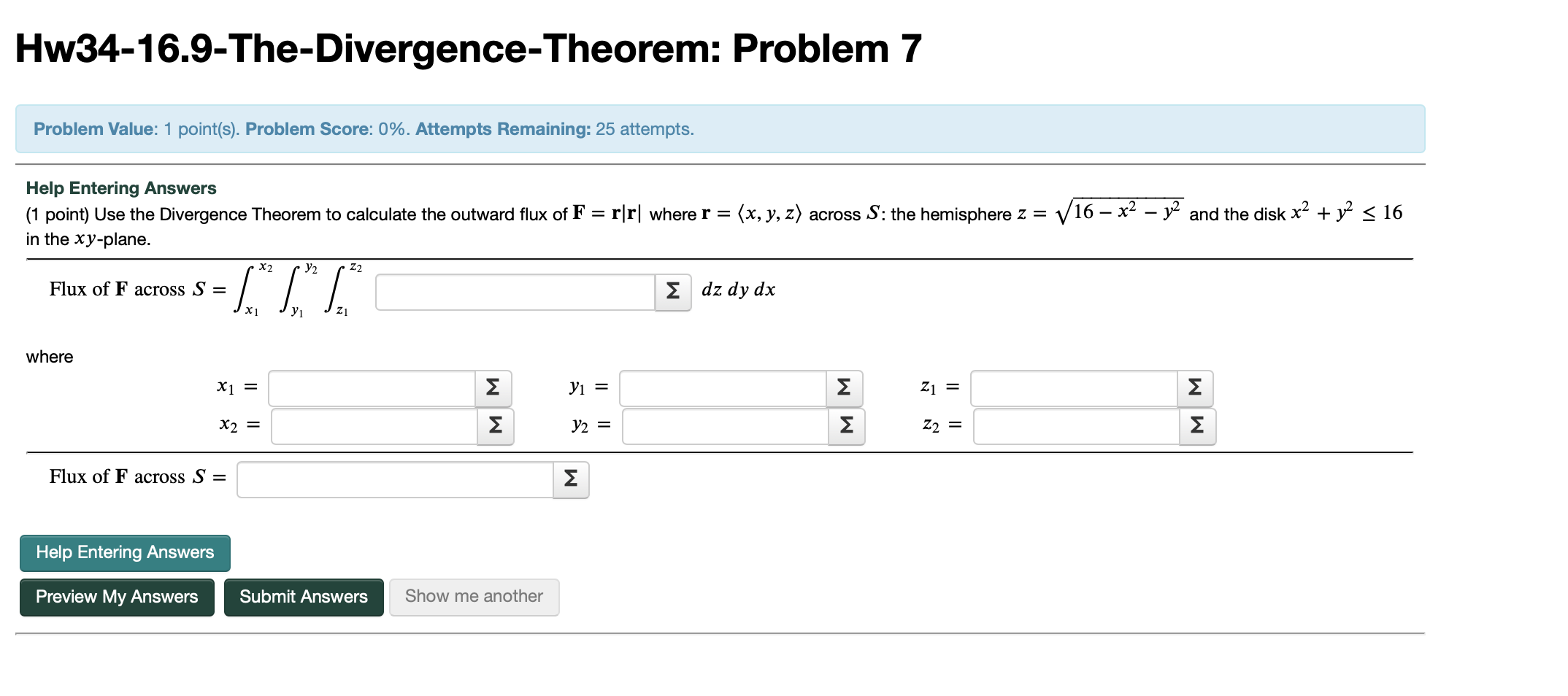 Solved Hw34-16.9-The-Divergence-Theorem: Problem 7 Problem | Chegg.com