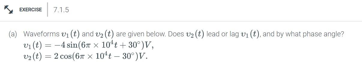 Solved (a) Waveforms v1(t) and v2(t) are given below. Does | Chegg.com